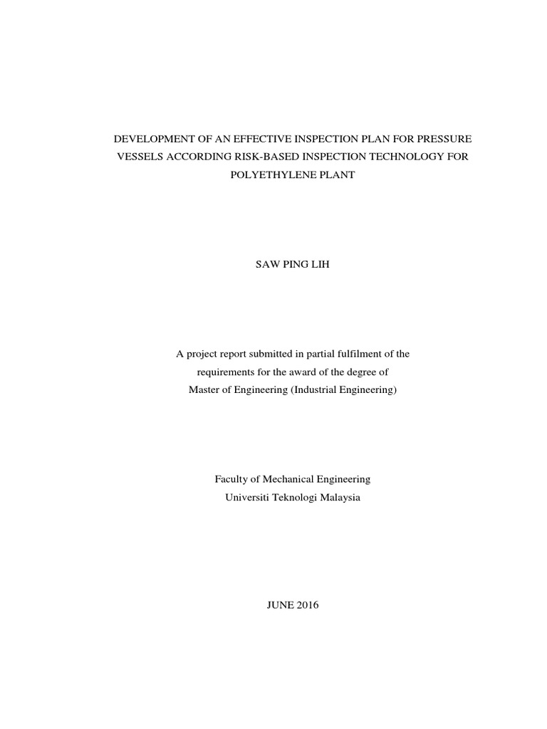 Development of an Effective Risk-Based Inspection Plan for Pressure ...