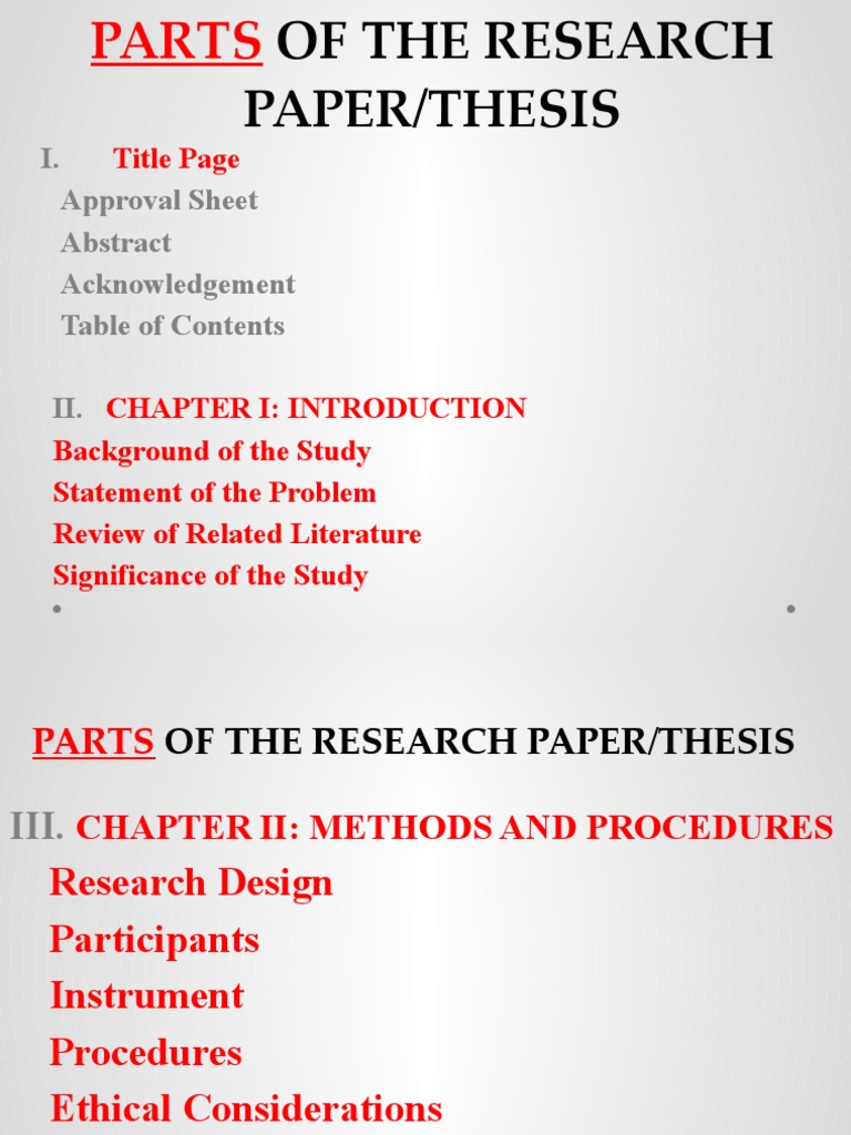 Parts: of The Research Paper/Thesis | PDF