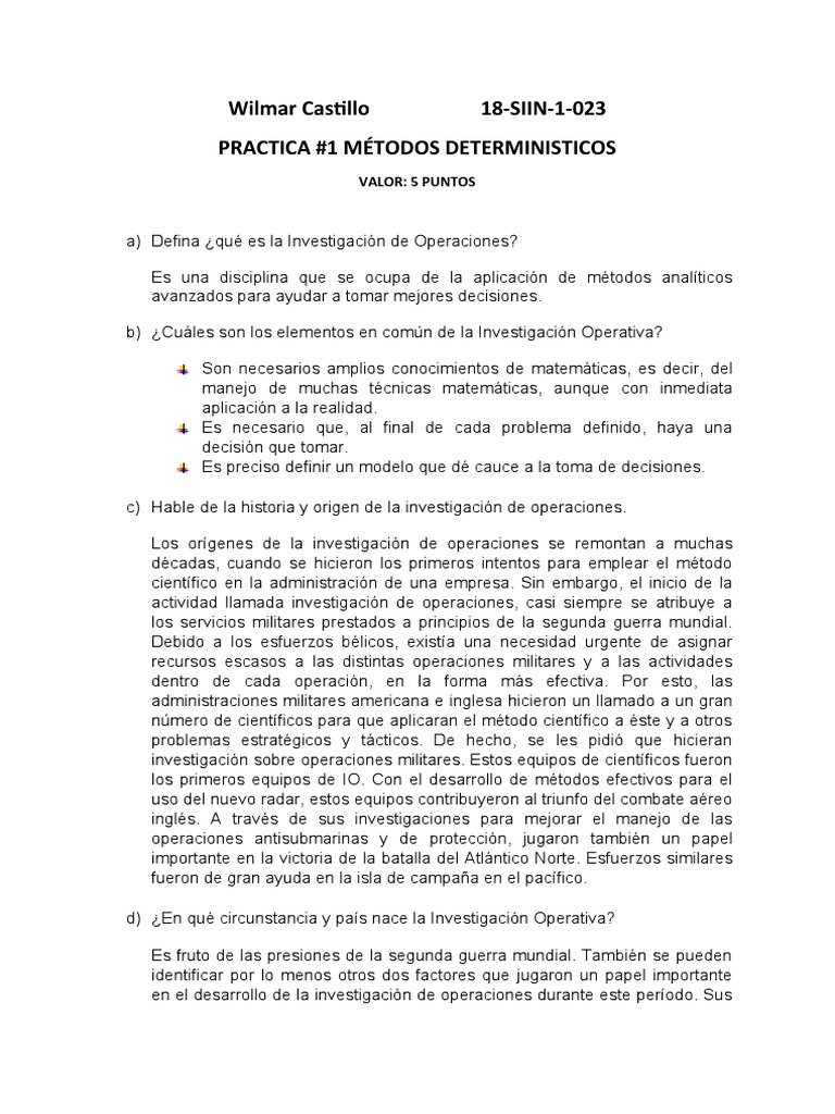 Modelo Deterministico Wilmar Castillo 18-SIIN-1-023 | PDF | La ...