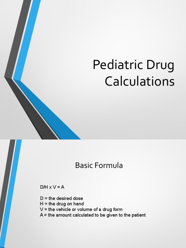 Pediatric Drug Calculations | PDF | Dose (Biochemistry) | Chemistry