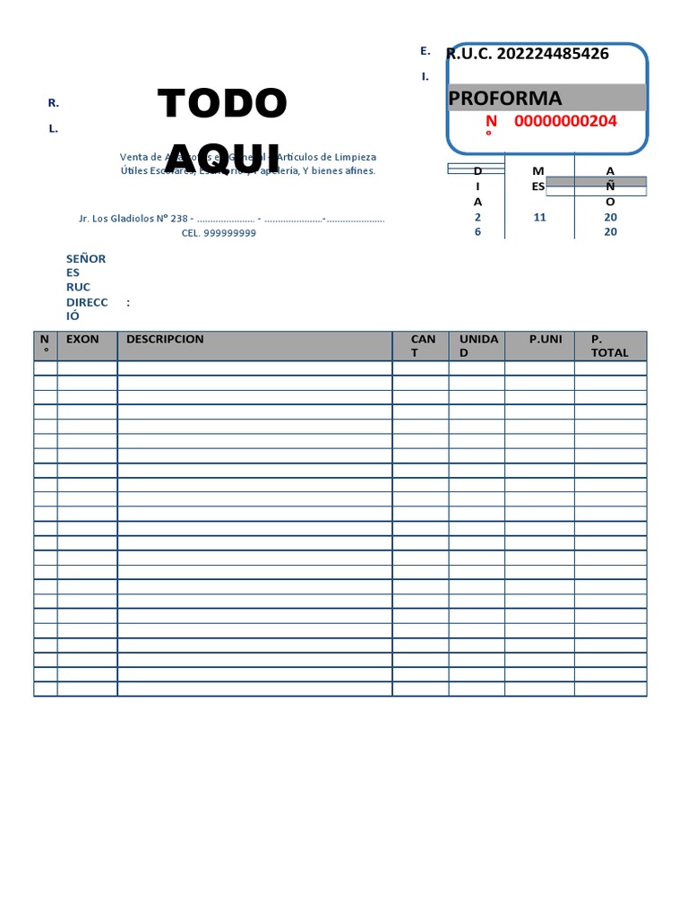 Proforma Modelo | PDF