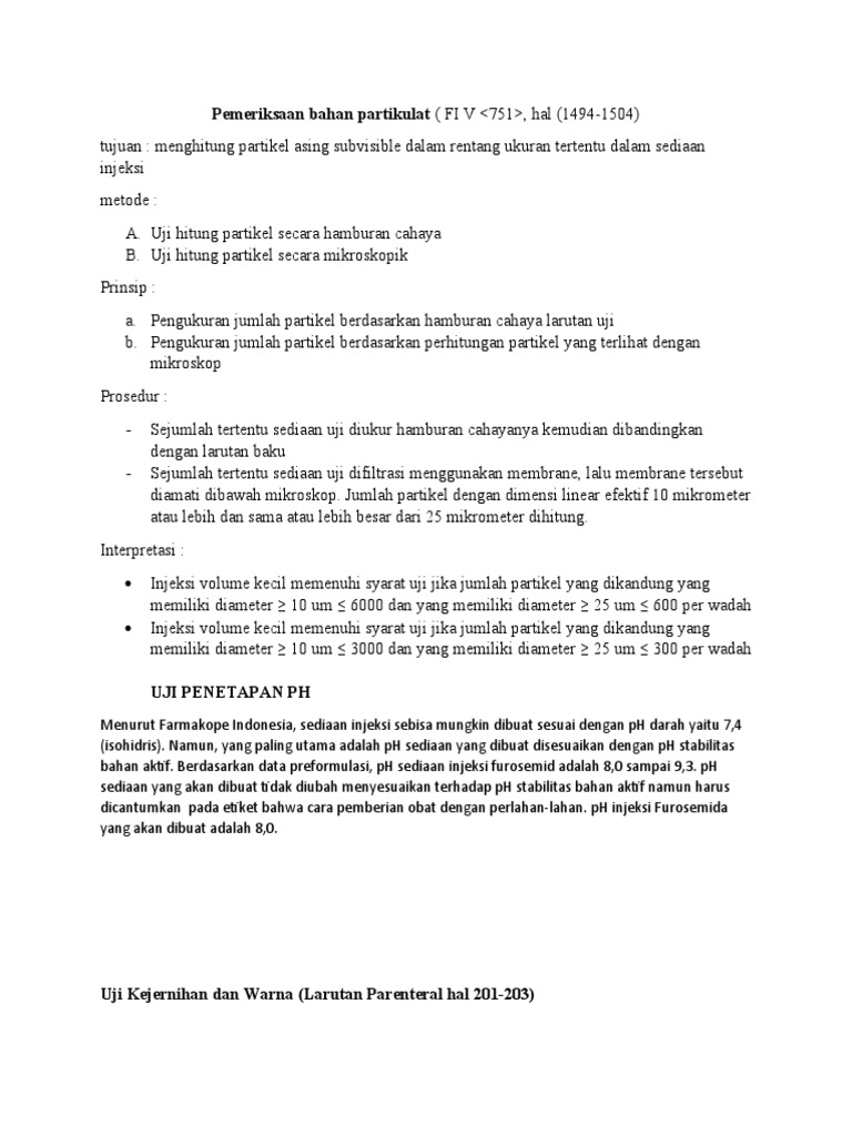 Uji Partikulat pada Sediaan Injeksi | PDF | Sains & Matematika