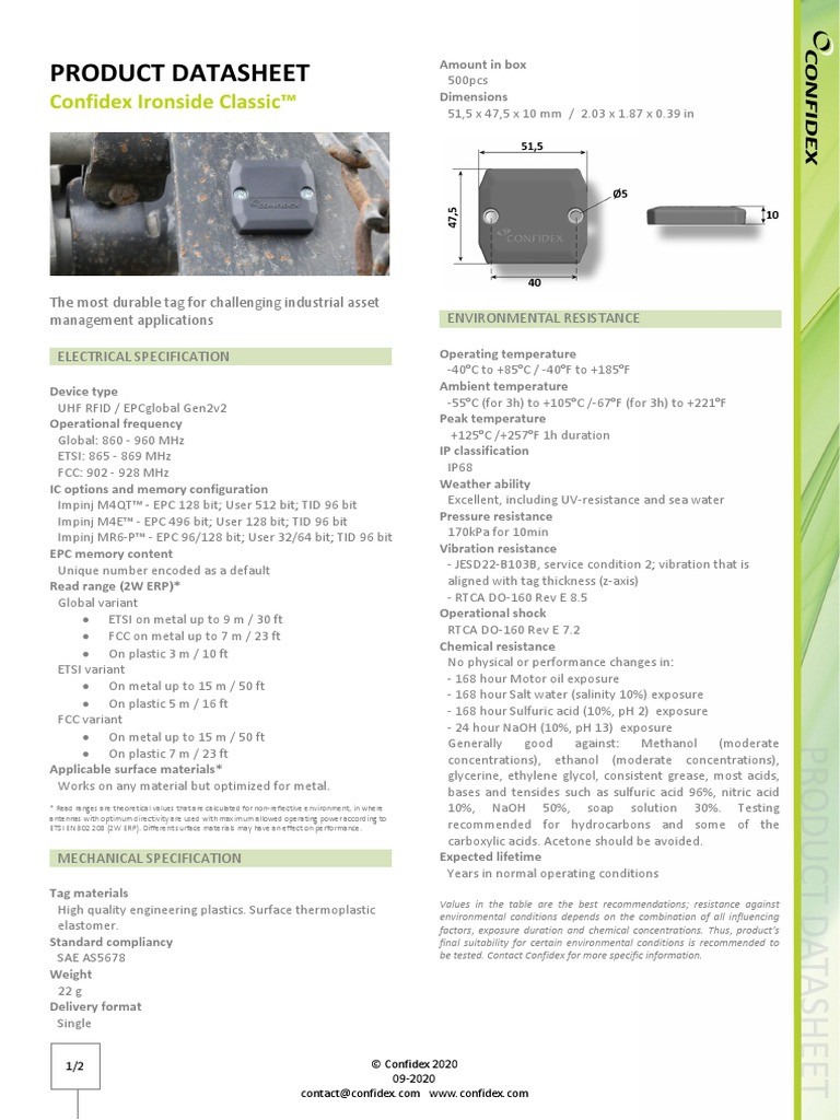 Product Datasheet: Confidex Ironside Classic™ | PDF | Adhesive | Welding