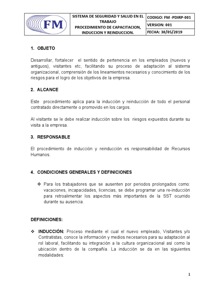 Anexo 10.. Procedimiento de Capacitacion, Inducción y Reinduccion | PDF | Business