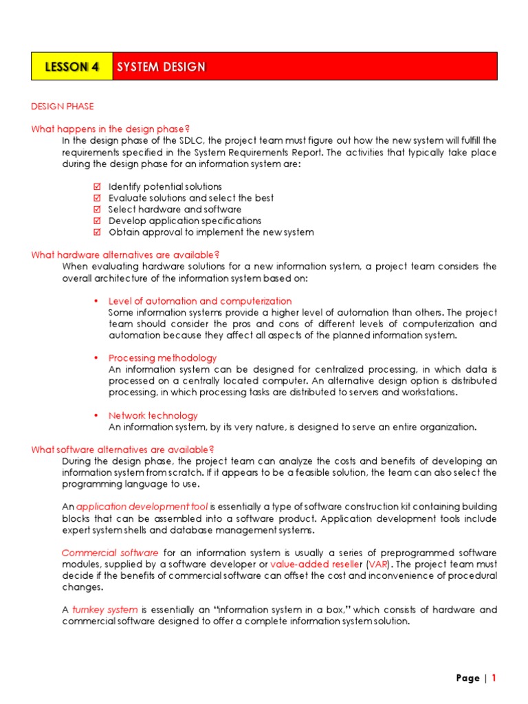 LESSON 4 - Design Phase | Download Free PDF | Information System ...