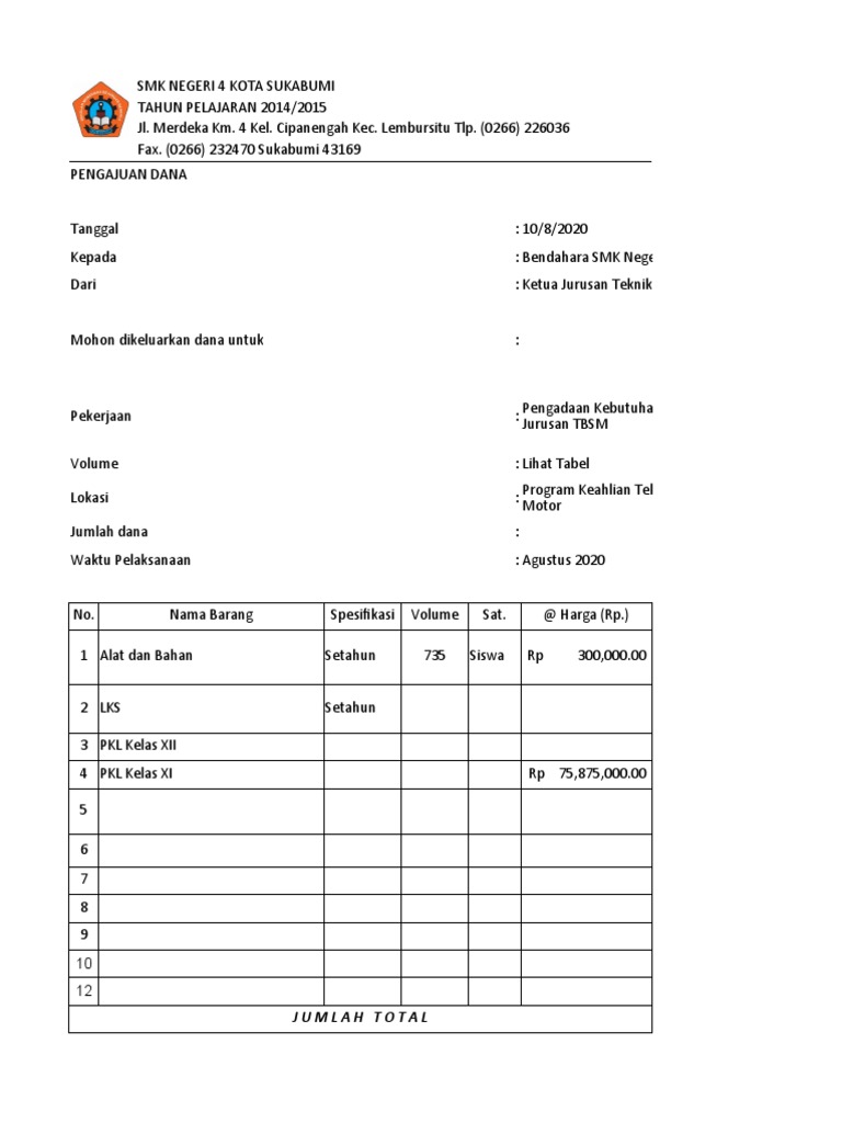 Program Kerja TBSM 2020 2021 | PDF