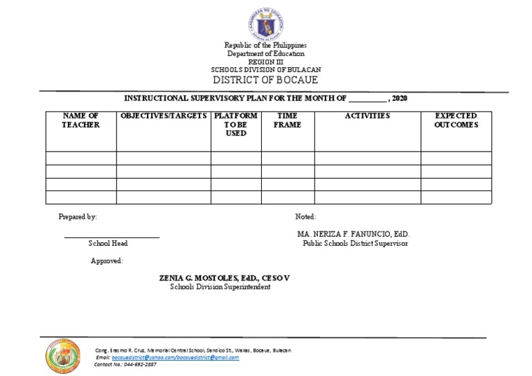 Instructional Supervisory Plan Template | PDF
