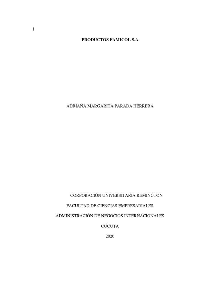 Informe Financiero de Productos Famicol S.A. | PDF | Presupuesto | Bancos