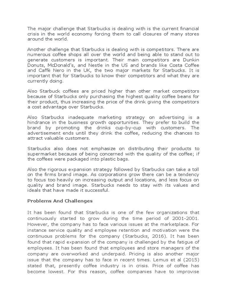 Problems and Challenges | PDF | Starbucks | Brand