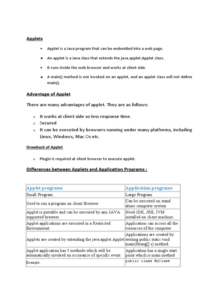 Applets: Applet Programs Application Programs | PDF | Java (Programming Language) | Html