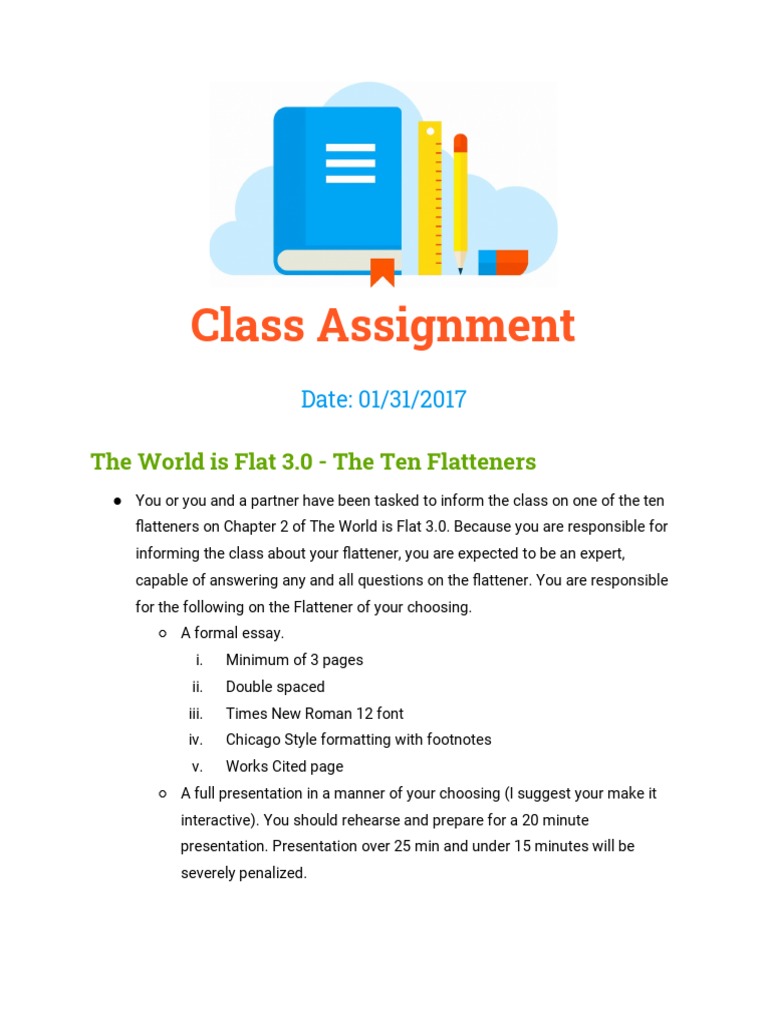 Class Assignment The World Is Flat | PDF