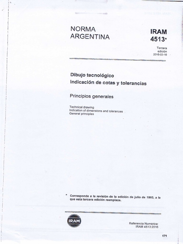 IRAM 4513 - Dibujo Tecnologico - Indicicacion de Cotas y Tolerancias PDF | PDF