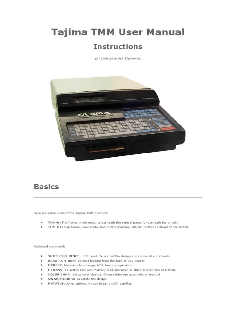 Tajima TMM User Manual | PDF | Floppy Disk | Booting