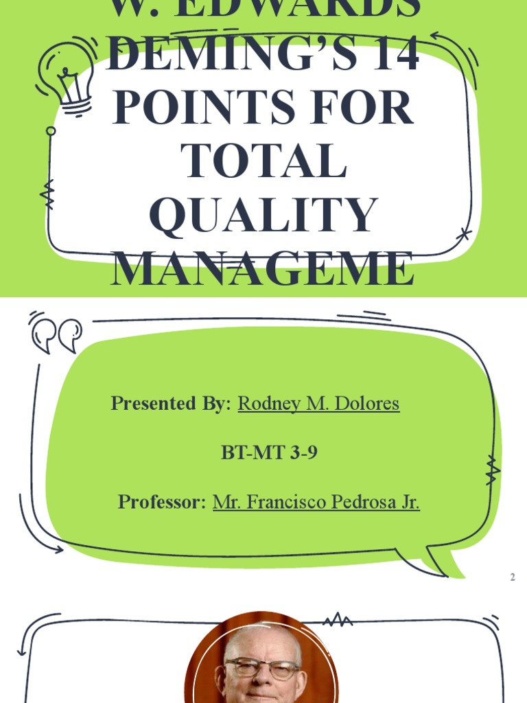 Deming's 14 Points for Quality Management | PDF | Quality Management ...