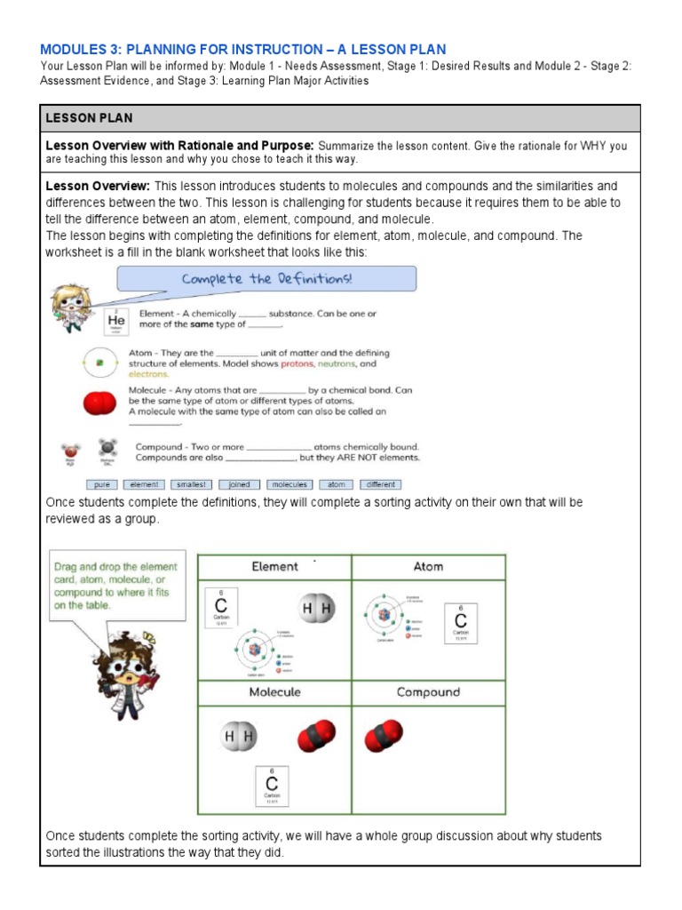 Modules 3: Planning For Instruction - A Lesson Plan | PDF | Chemical ...