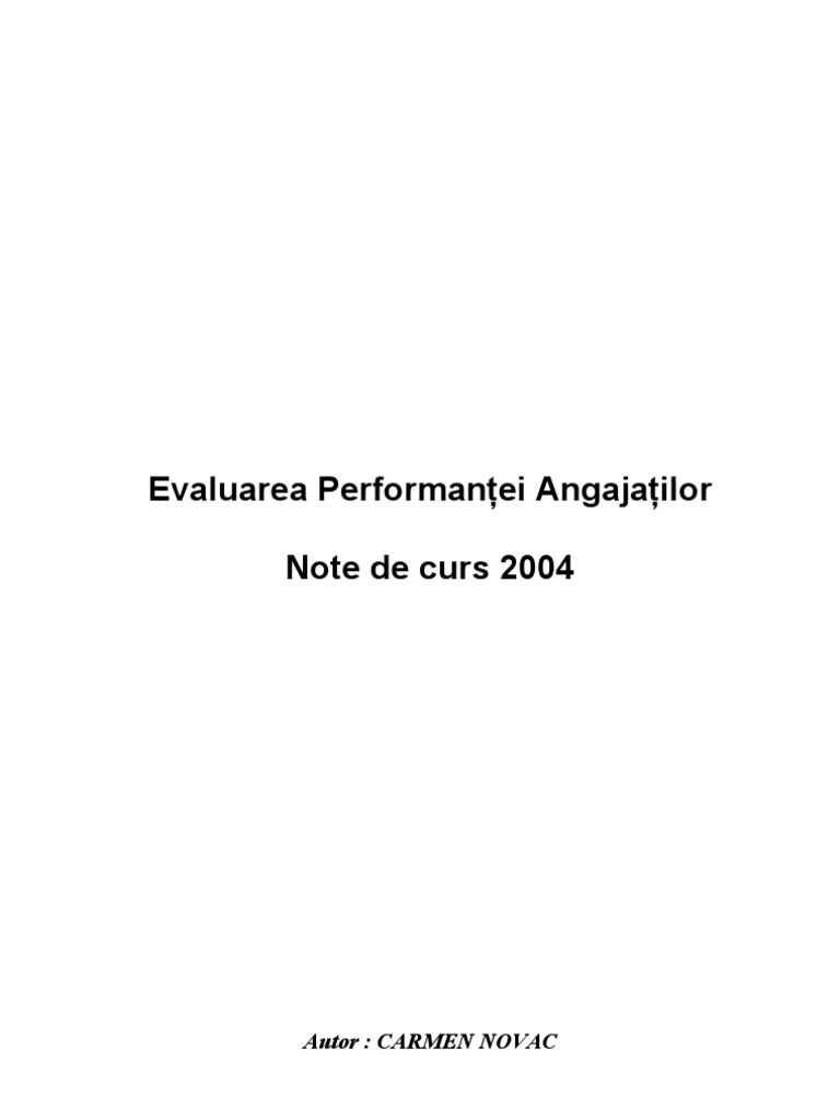 EVALUAREA PERFORMANTELOR ANGAJATILOR CARMEN NOVAC PDF