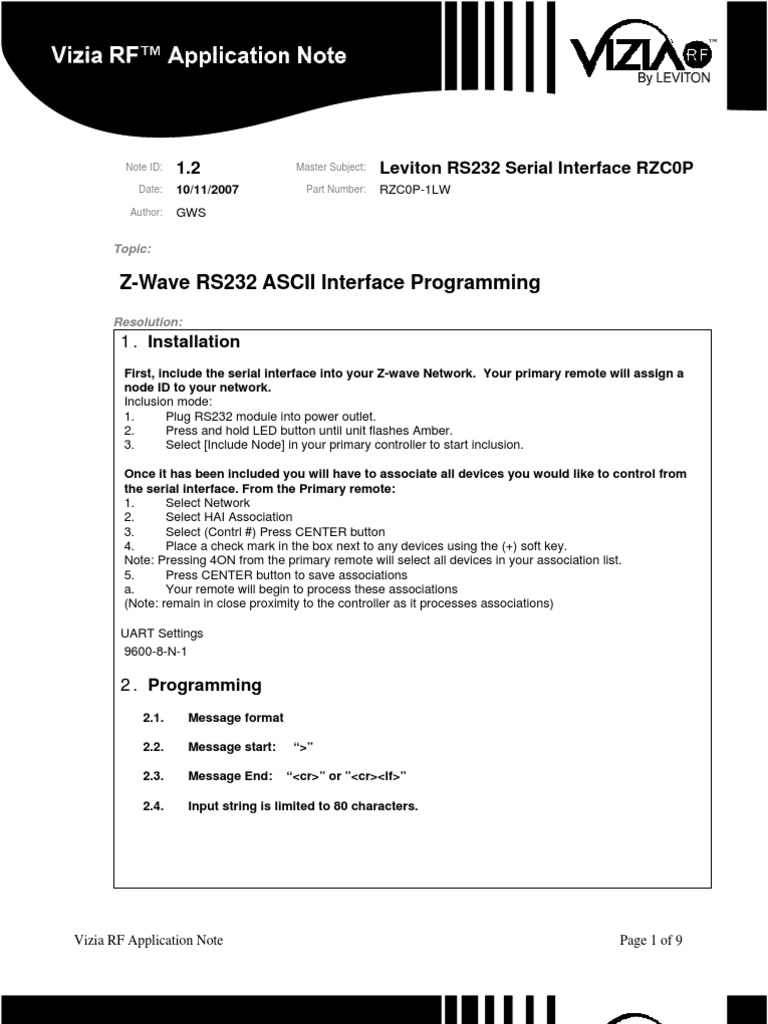 UTF-8'en-us'ASCII RS232 Interface Programming | PDF | Thermostat ...