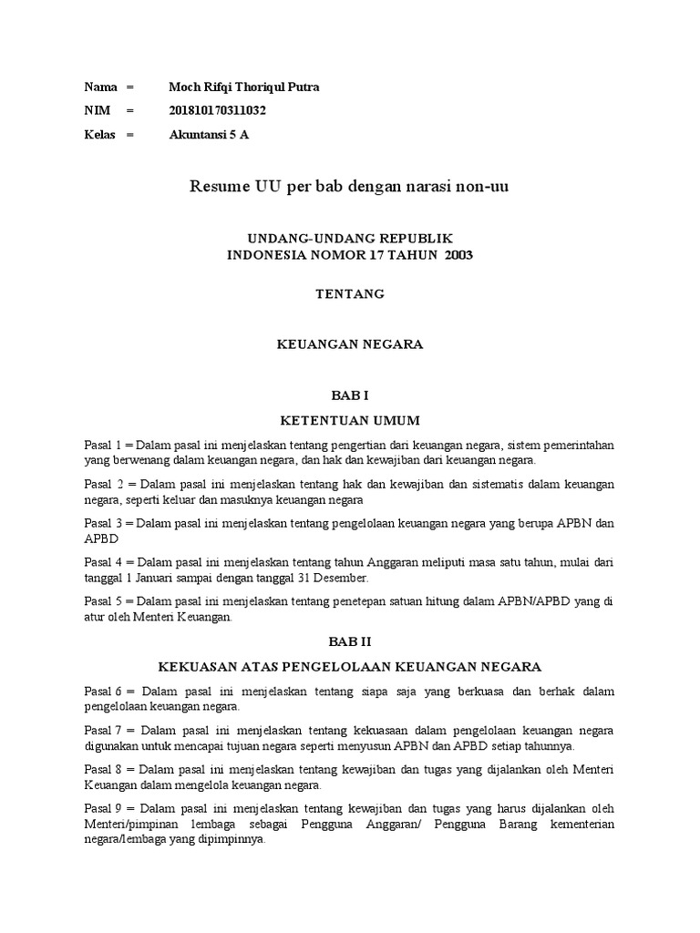 Resume Uu No 17 Tahun 2003 | PDF