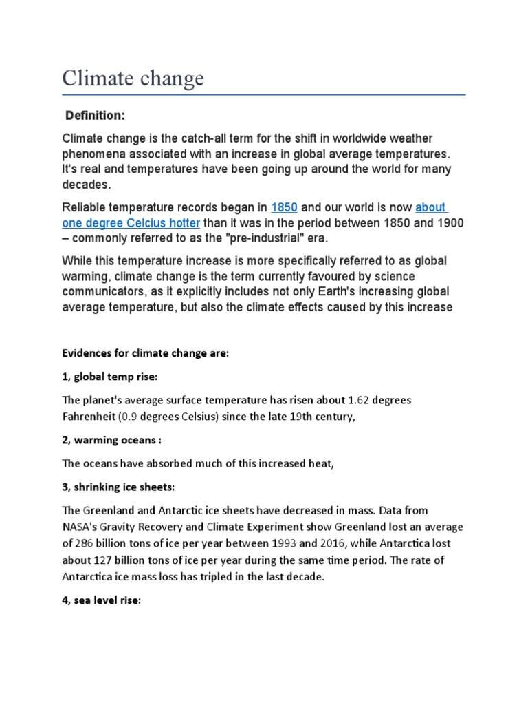 Climate Change: Definition | PDF | Global Warming | Sea Level Rise