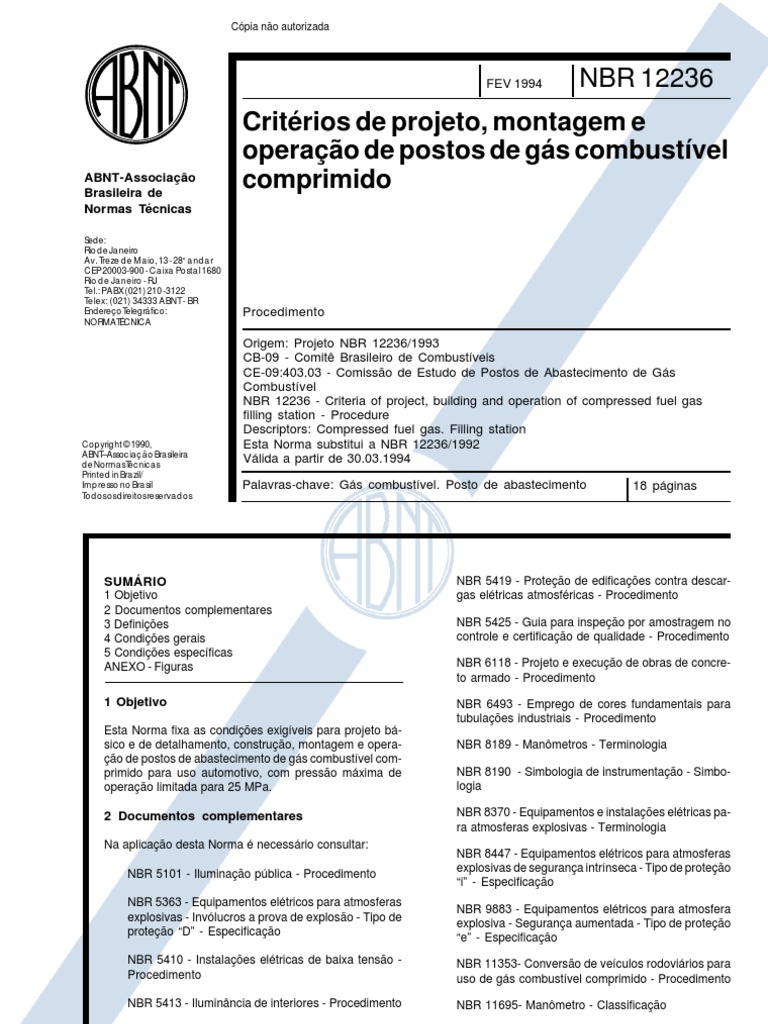 NBR 12236 - 1994 - Criterios de Projeto Montagem E Operacao de Postos ...