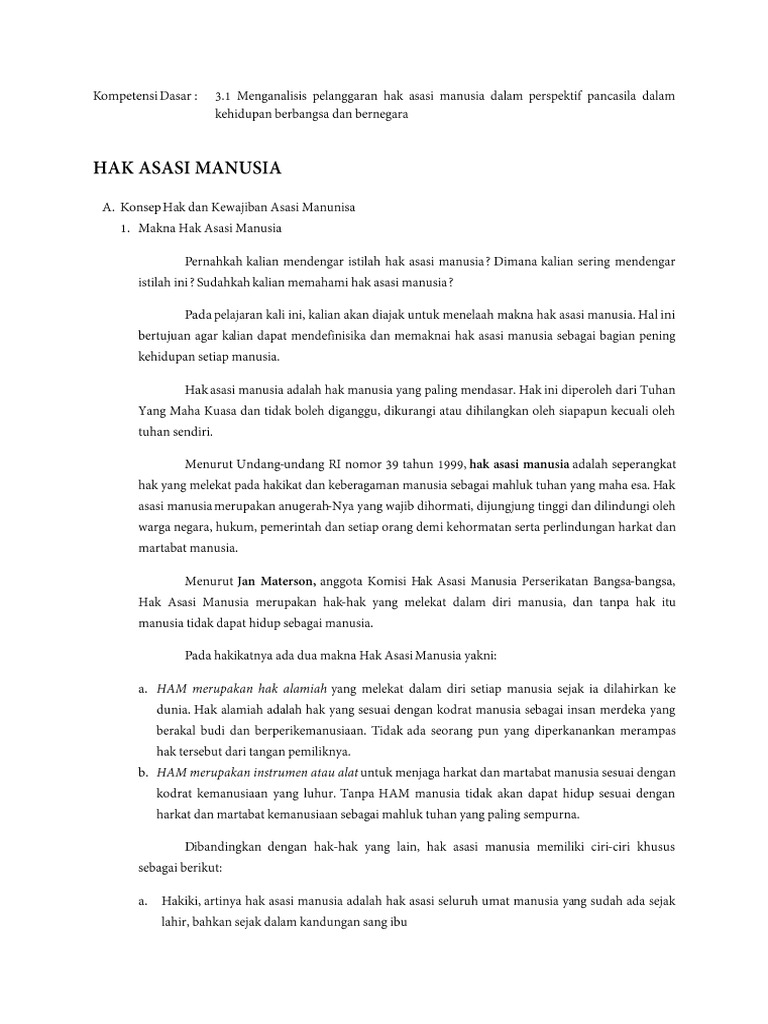 Hak Asasi Manusia PKN Kelas Xi | PDF