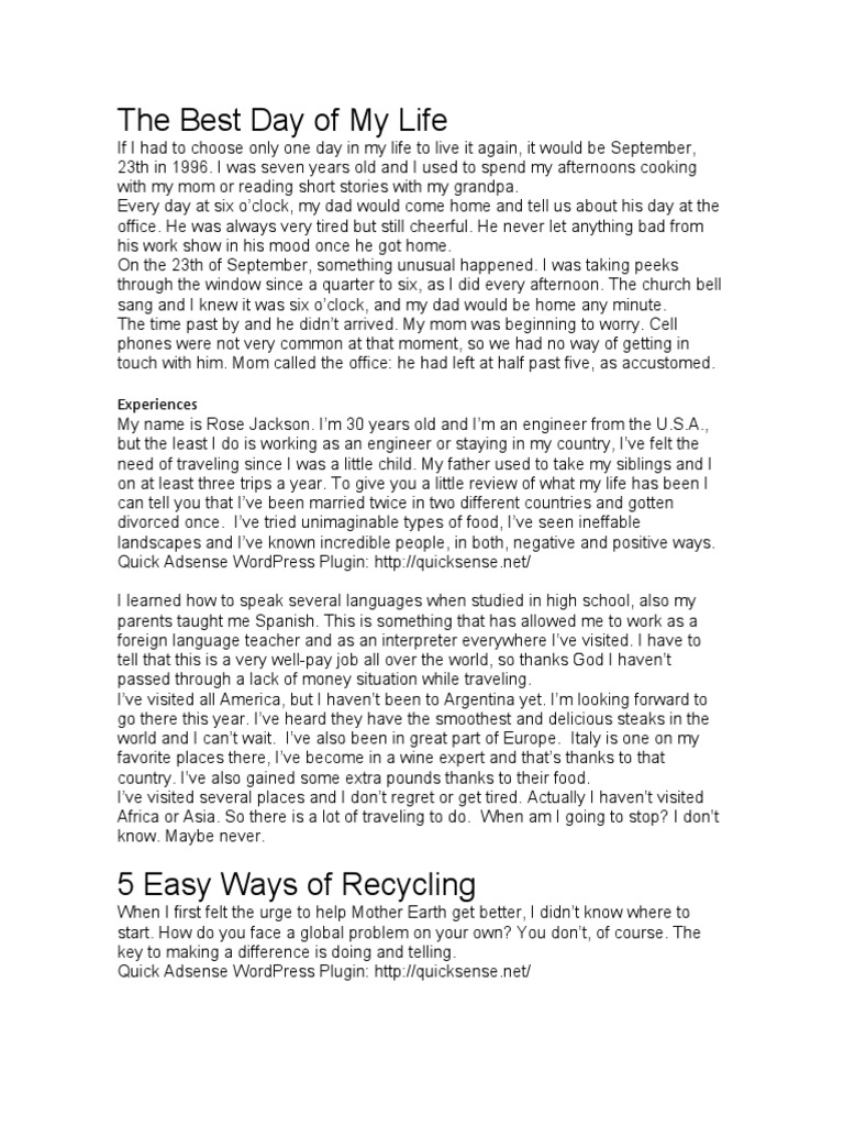 The Best Day of My Life | PDF | Christmas