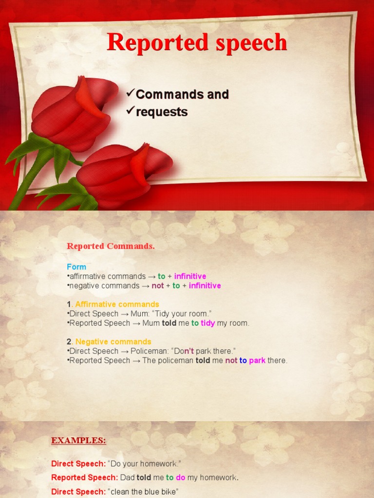 Reported Speech Commands Requests and Questions | PDF | Syntax | Grammar
