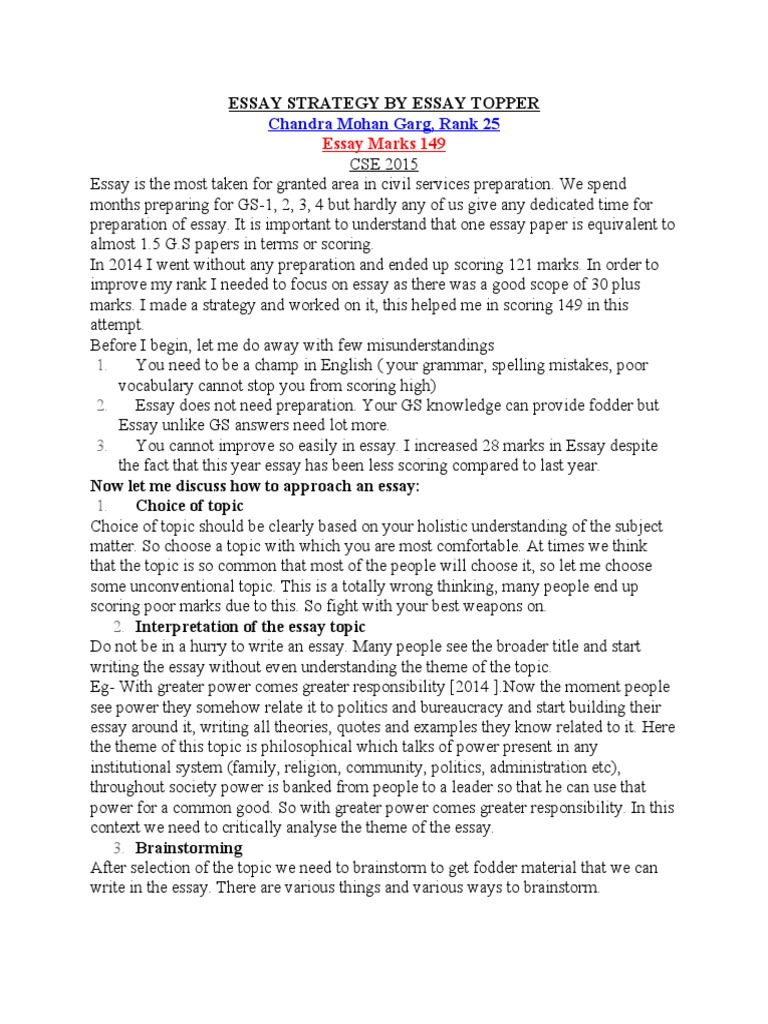 Essay Strategy by Essay Topper | PDF | Essays | Dream