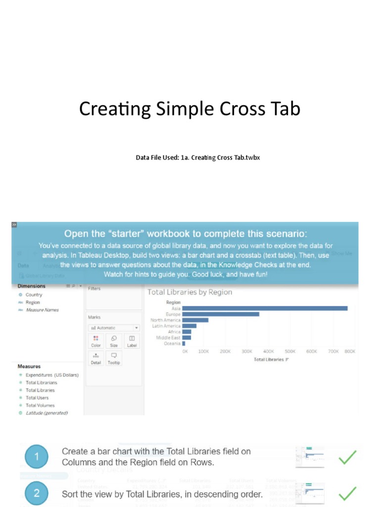 Data File Used: 1a. Creating Cross Tab - TWBX | PDF