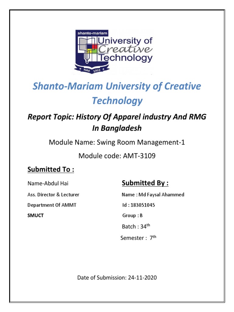 Shanto-Mariam University of Creative Technology: Report Topic: History ...