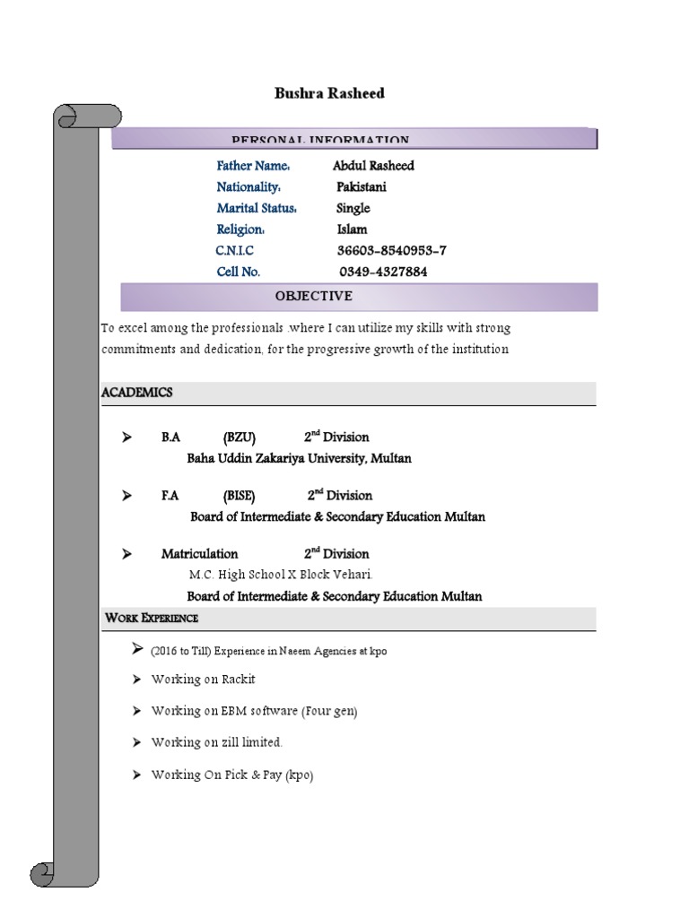 Bushra Rasheed: Father Name: Nationality: Marital Status: Religion ...