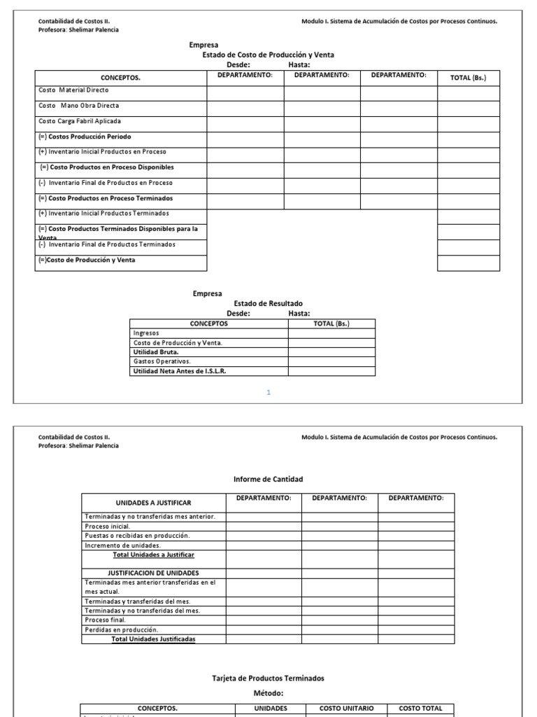 Formularios Costos de Produccion PDF | PDF | Contabilidad de costos | Costo