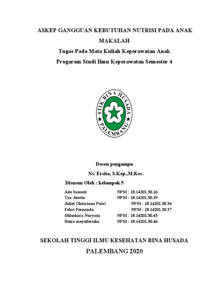Askep Gangguan Kebutuhan Nutrisi Pada Anak | PDF | Kesehatan Holistik