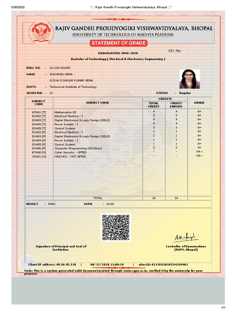 Rajiv Gandhi Proudyogiki Vishwavidyalaya, Bhopal | PDF | Digital ...