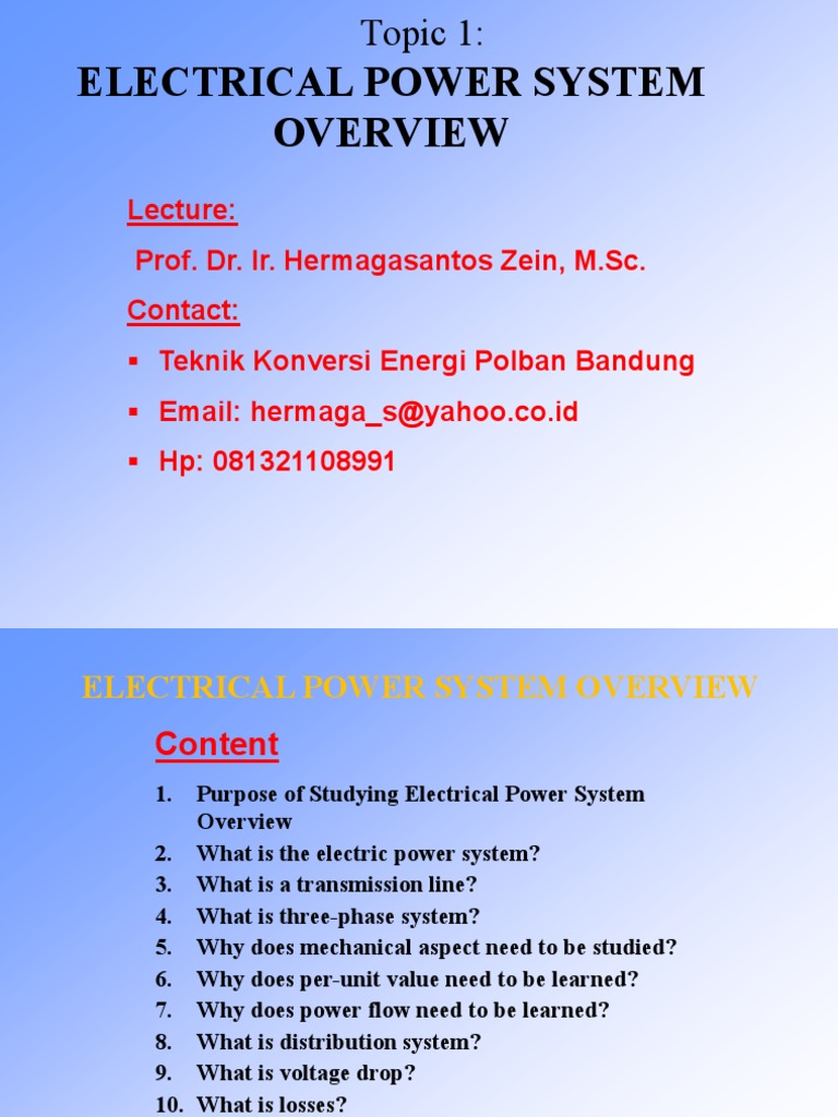 Electrical Power System Overview | PDF | Electric Power Transmission ...