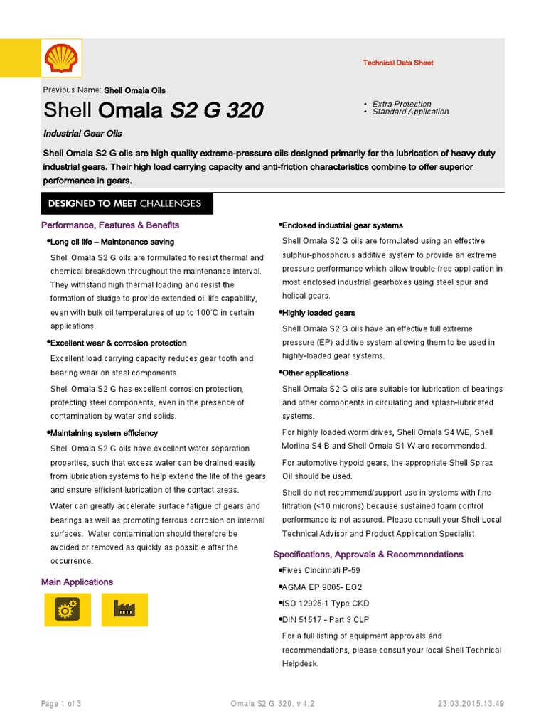 Shell Omala S2 G 320: Performance, Features & Benefits | PDF | Gear ...
