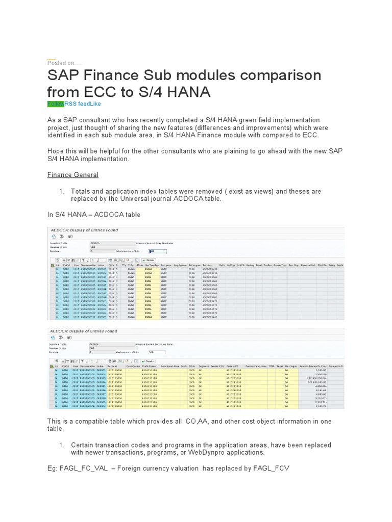 SAP S4 HANA Vs ECC | PDF | Depreciation | Valuation (Finance)