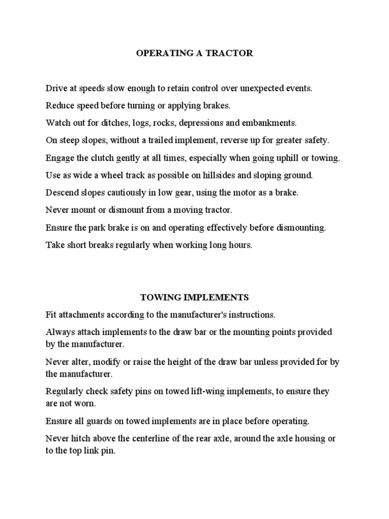 Operating A Tractor | PDF | Tractor | Transportation Engineering