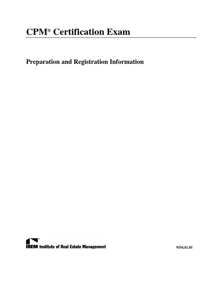 CPM Certification Exam: Preparation and Registration Information | PDF ...