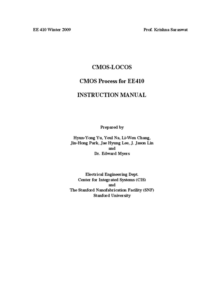 CMOS-LOCOS - 01 Manual PDF | PDF | Chemical Vapor Deposition ...