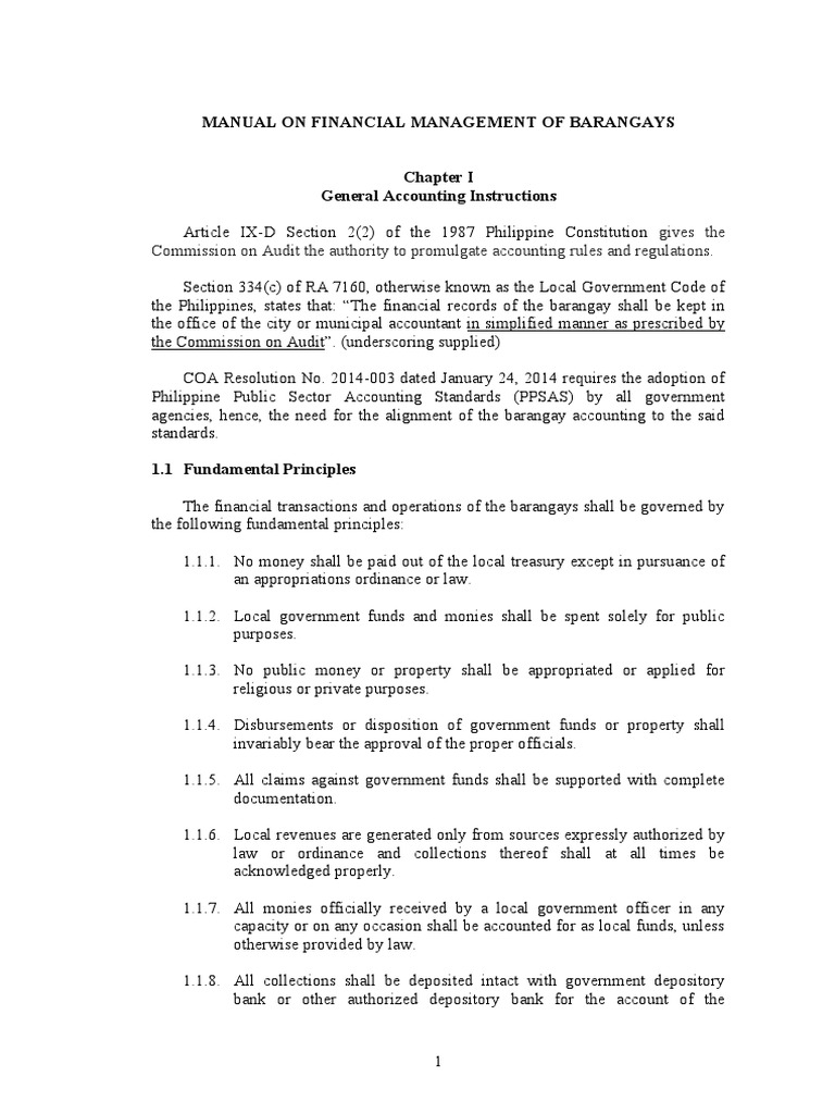 Barangay Accounting Manual Guide | PDF | Depreciation | Debits And Credits