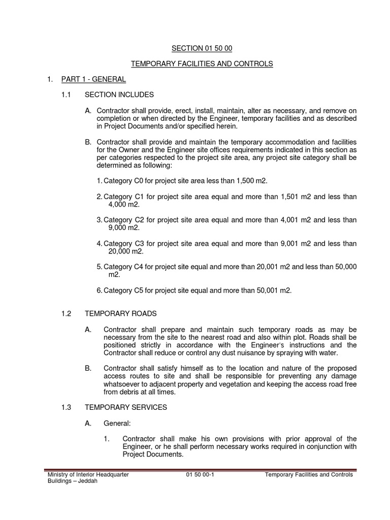 01 50 00 Temporary Facilities and Controls | PDF | Lighting | General ...