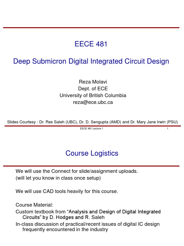 EE313 MOS Digital Integrated Circuit Design | PDF | Field Effect Transistor | Mosfet