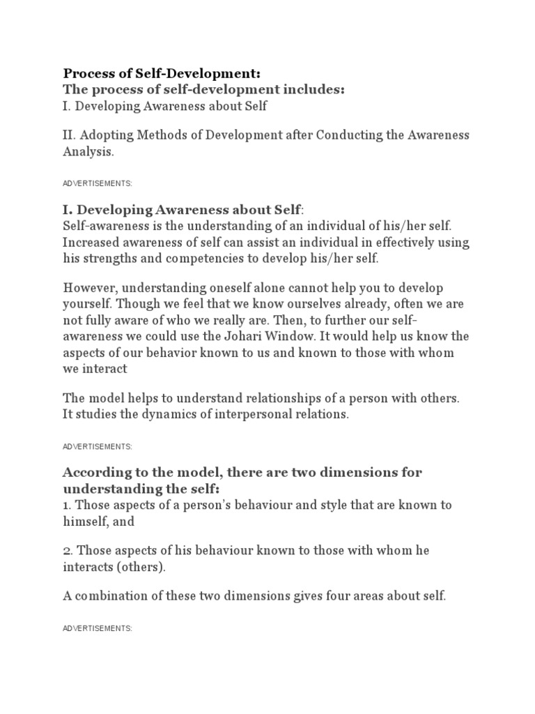 The Process of Self-Development Includes | PDF | Learning Styles ...