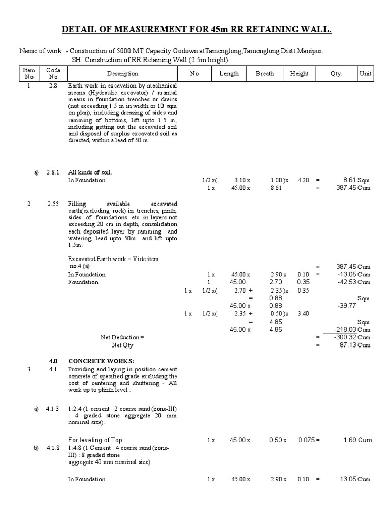 RETAINING WALL (RR) 3m Height | PDF | Masonry | Concrete
