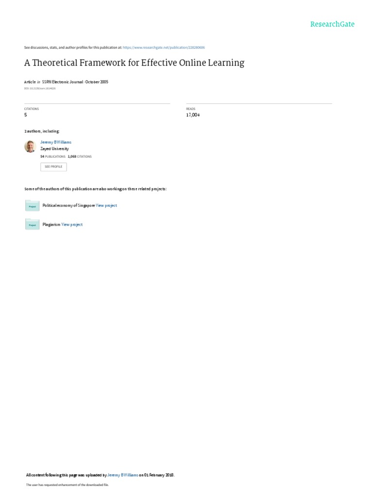 A Theoretical Framework For Effective Online Learn | PDF ...