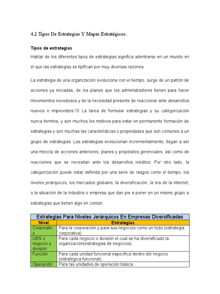4.2 Tipos de Estrategias y Mapas Estratégicos. | PDF | Business | Economias