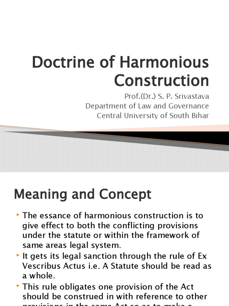 Doctrine of Harmonious Construction | PDF | Statutory Interpretation ...