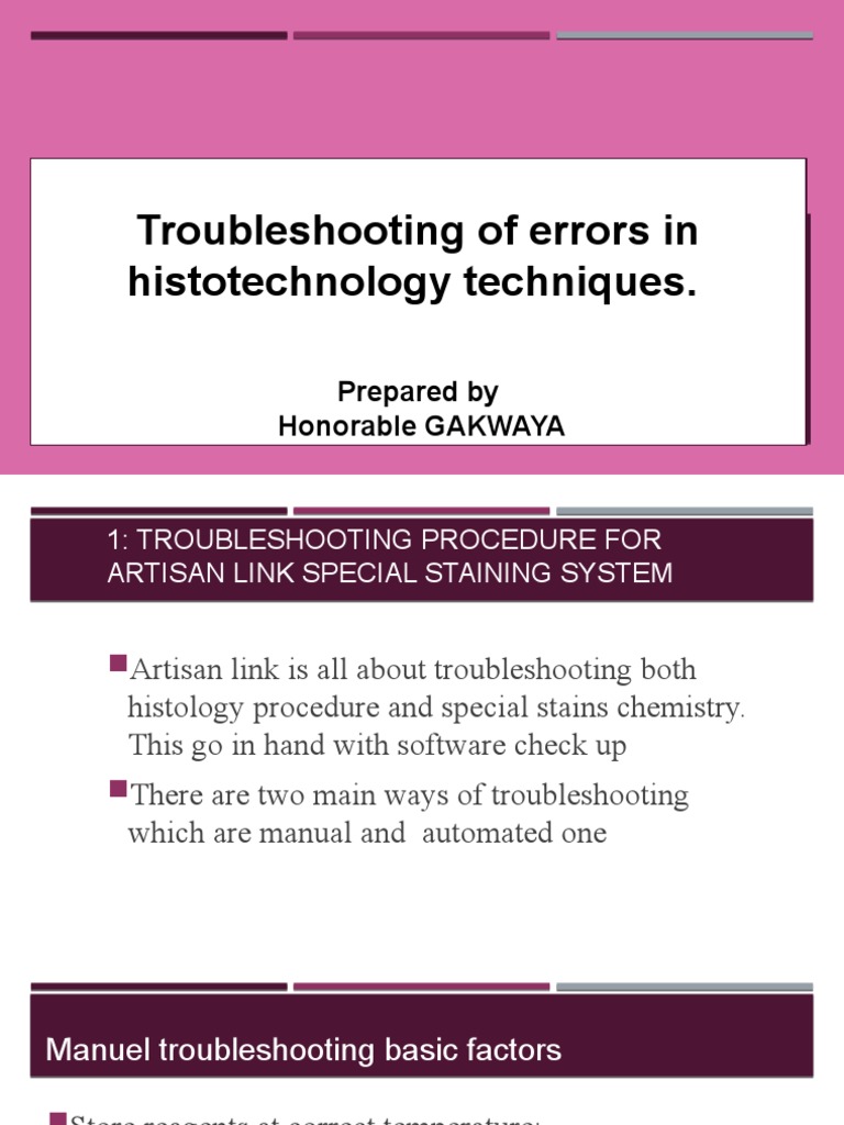 Troubleshooting of Errors in Histotechnology Techniques | PDF | Histology | Troubleshooting