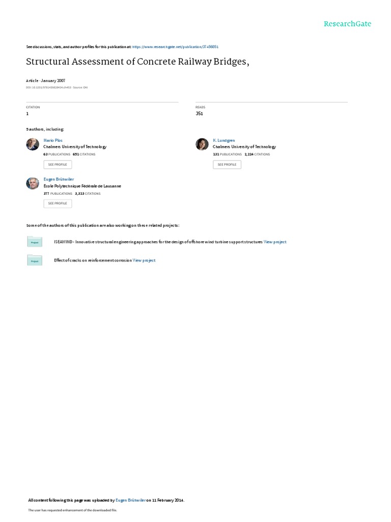 Structural Assessment of Concrete Railway Bridges,: January 2007 | PDF ...